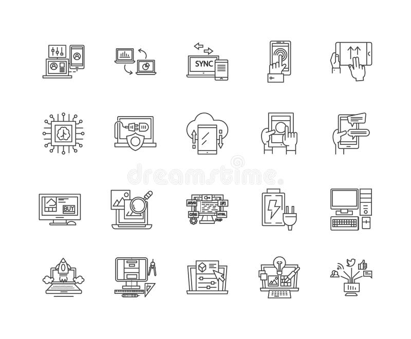 Automation Line Icons, Signs, Vector Set, Outline Illustration Concept ...