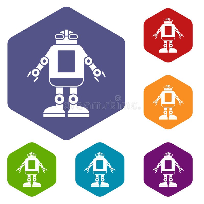 Automation Machine Robot Icons Set Hexagon Stock Vector - Illustration ...