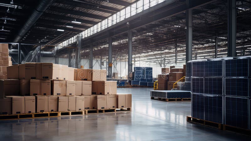 Automation Modern Warehouse Background Stock Illustration ...