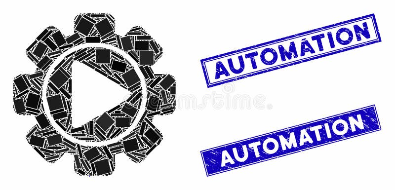 Automation Mosaic and Distress Rectangle Stamps Stock Vector ...