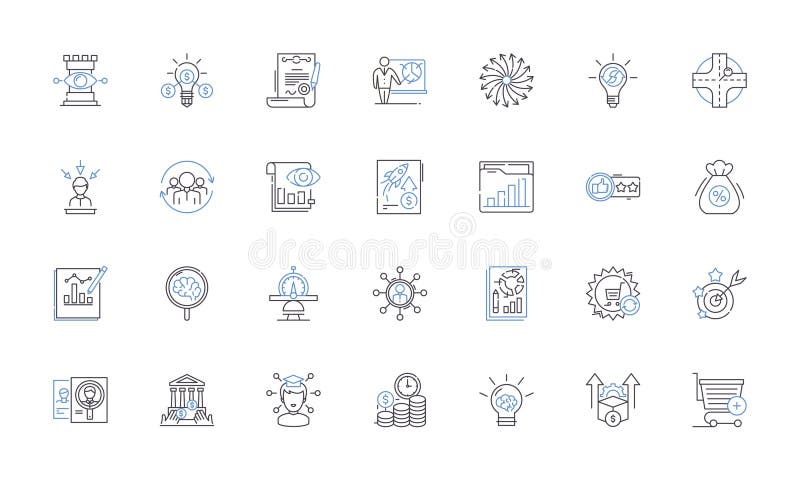 Automation Process Line Icons Collection Efficiency Productivity