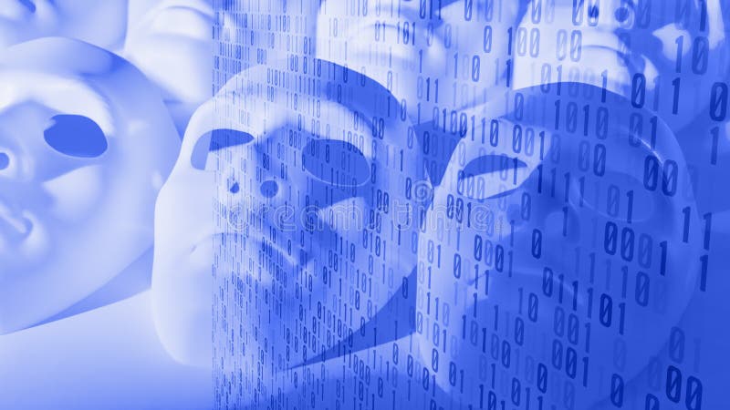 Blue Robot Faces Exploring the Futuristic Blend of Ai and Binary Code in Technology Design Stock ...