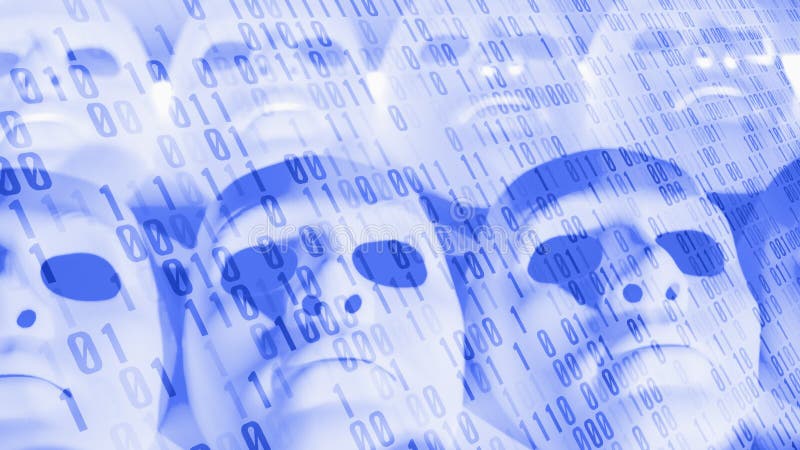 Blue Robot Faces Exploring the Futuristic Blend of Ai and Binary Code in Technology Design Stock ...