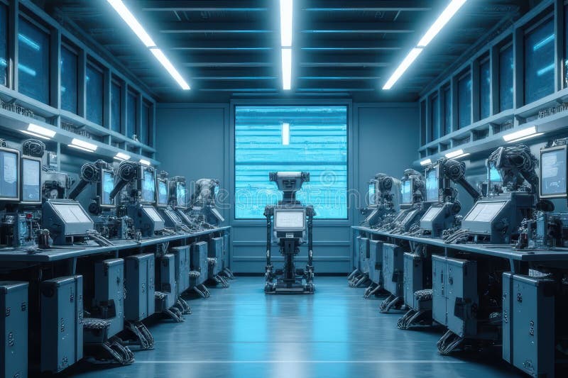 Automation Research Hub in Action Stock Illustration - Illustration of ...