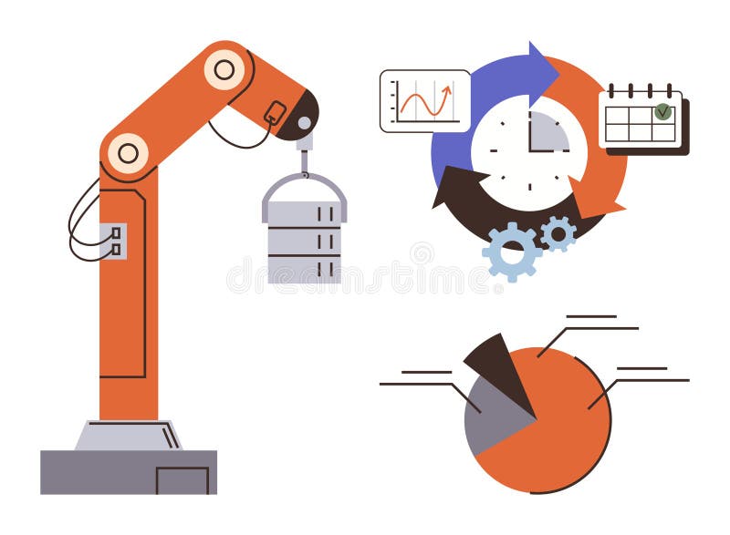Automation Robot Arm with Analytics and Workflow Symbols for Efficient ...