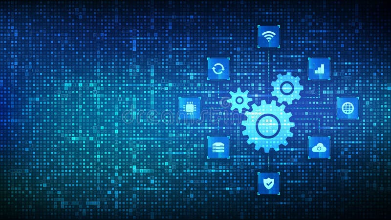 Automation Software Gears Icon Made With Binary Code Iot And