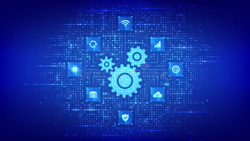 Automation Software Gears Icon Made With Binary Code Iot And