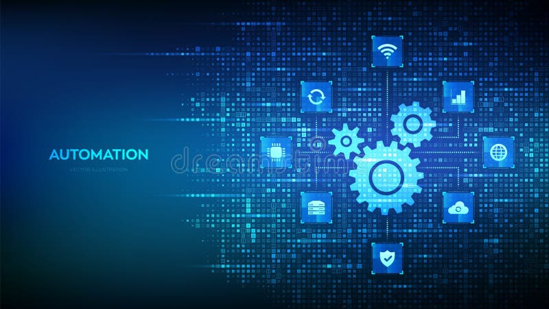 Automation Software Gears Icon Made With Binary Code Iot And Automation Icons Connections