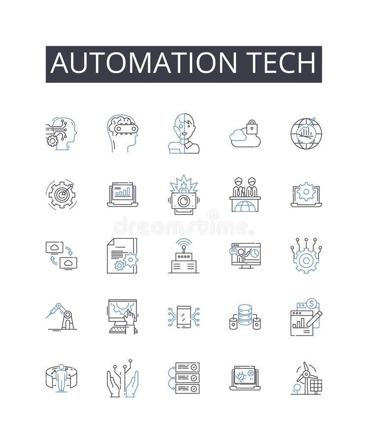 Automation Tech Line Icons Collection Digital Tools Virtual Reality Robotics Industry