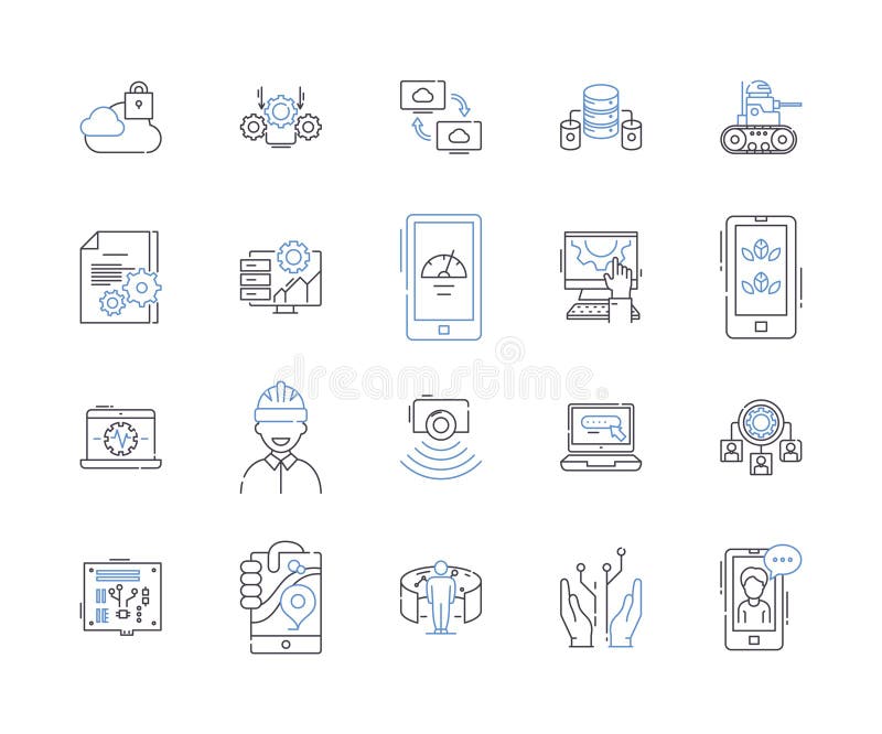 Automation Tech Outline Icons Collection Automation Technology