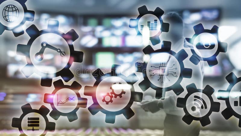 Automation Technology and Smart Industry Concept on Blurred Abstract ...