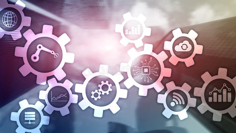 Automation Technology and Smart Industry Concept on Blurred Abstract ...