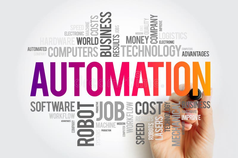 Automation Word Cloud Collage Technology Business Concept Background ...