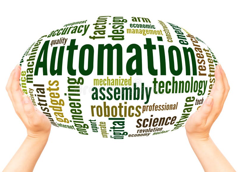 Automation Word Cloud Hand Sphere Concept Stock Illustration ...