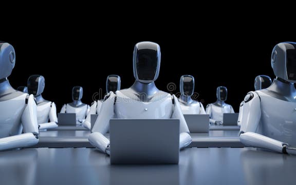 Automation Worker Concept with Ai Assistant Robot Working Stock Illustration - Illustration of ...