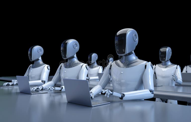 Automation Worker Concept with Ai Assistant Robot Working Stock ...