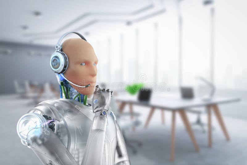 Automation Worker Concept with Ai Robot Working in Smart Office Stock ...