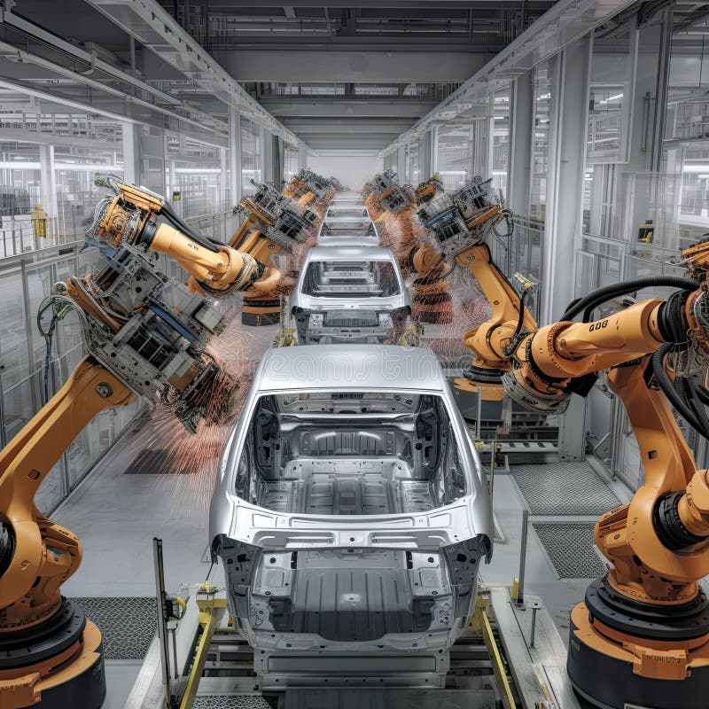 Automobile Assembly Line Production Stock Illustration - Illustration ...