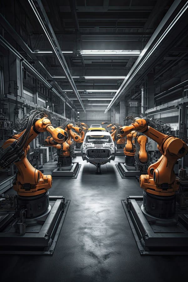 Automobile Assembly Line Production Stock Illustration - Illustration ...