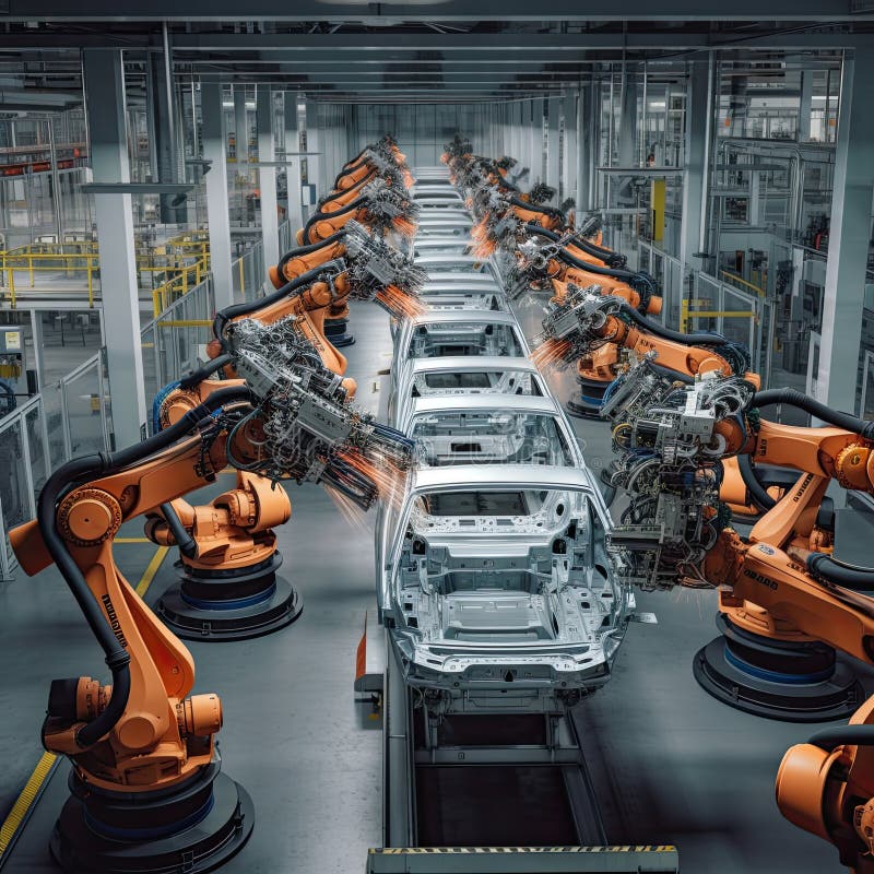 Automobile Assembly Line Production Stock Illustration - Illustration ...