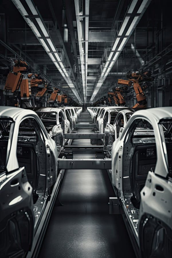 Automobile Assembly Line Production Stock Illustration - Illustration ...