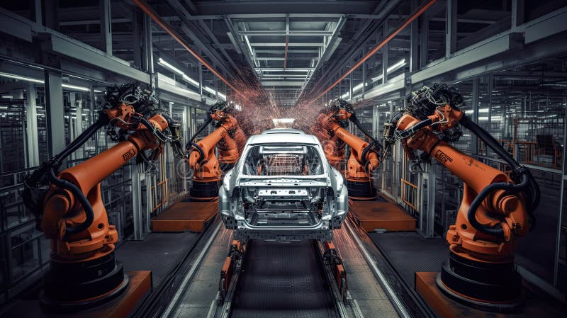 Automobile Assembly Line Production Stock Illustration - Illustration ...