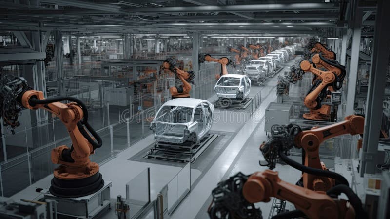 Automobile Assembly Line Production Stock Illustration - Illustration ...