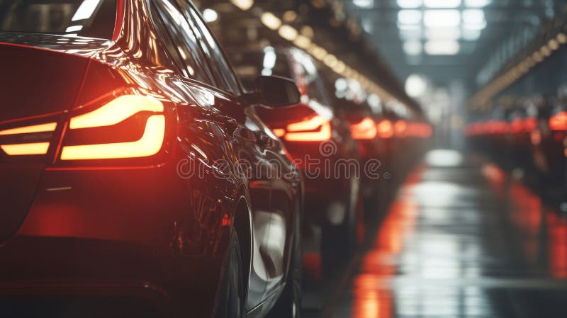 Automobile Assembly Line with Unfinished Car Bodies. Stock Image ...