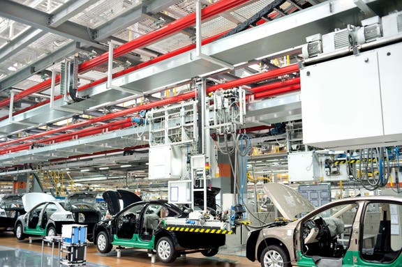 Automobile Assembly Shop Panorama Stock Photo - Image of sheet, parts ...