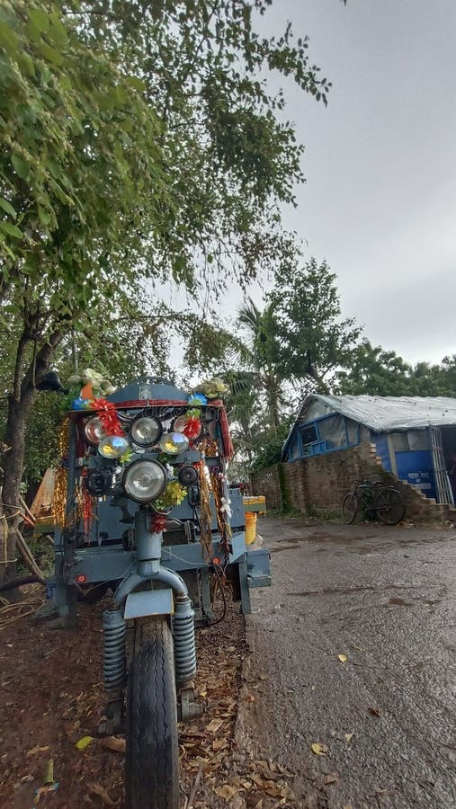 Automobile Auto in a Village Side Stock Image - Image of wind ...