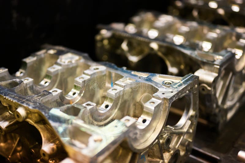 Automobile Cylinder Blocks Cases Ready for Engine Assembly Stock Image ...