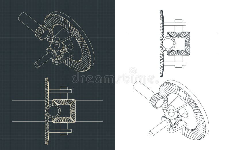 Gear Differential drawings stock vector. Illustration of component ...