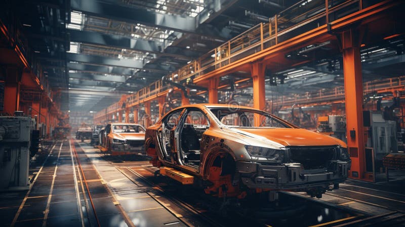 Automobile Factory. Automobile Assembly Plant Stock Illustration ...