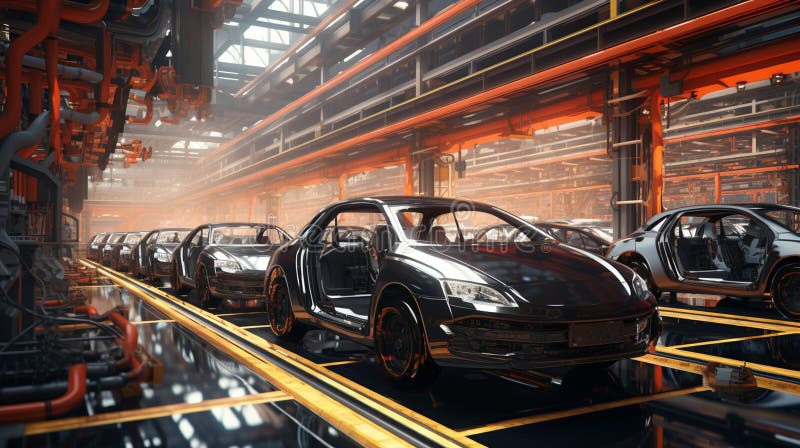 Automobile Factory. Automobile Assembly Plant Stock Illustration ...