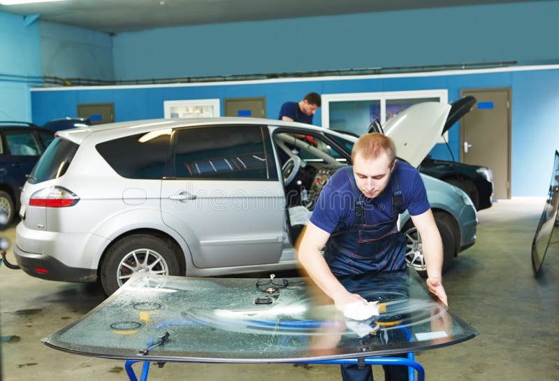 Windshield Windscreen Replacement Stock Photo - Image of carglass ...