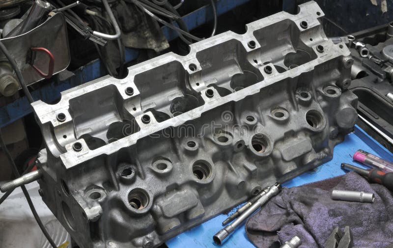 Automobile Head Block Engine in Workshop Stock Image - Image of ...