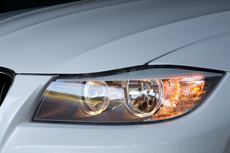 Automobile Headlight at Night Stock Image - Image of headlight, fender ...