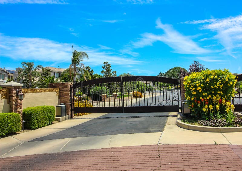 Exit Gate at Secure Housing Subdivision Stock Photo - Image of outside ...