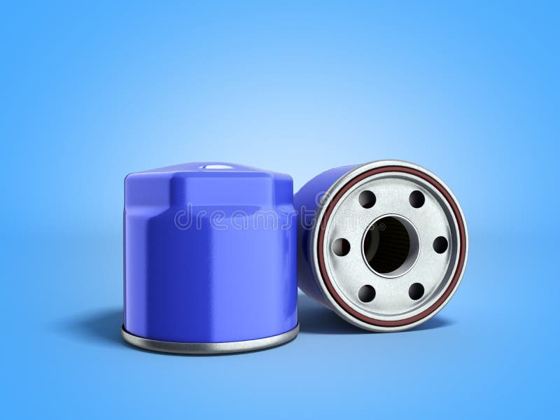 Automobile Oil Filter 3d Render on Blue Stock Illustration ...