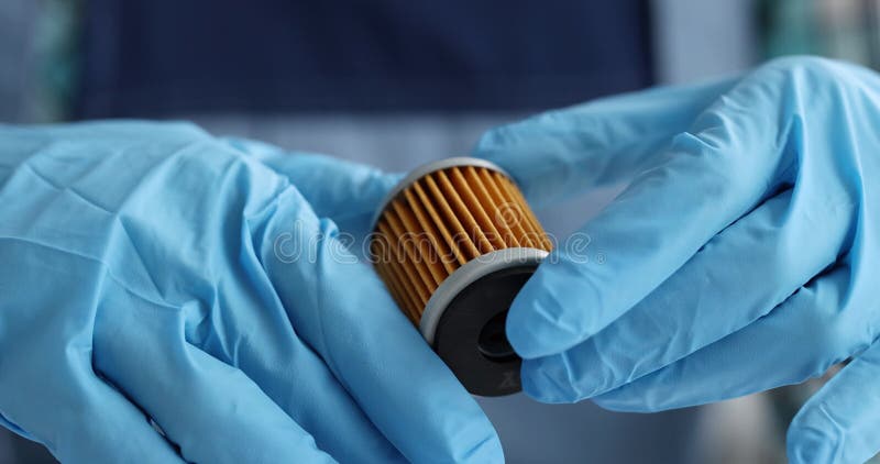 Automobile Oil Filter in Hands of Master Stock Footage - Video of motor ...