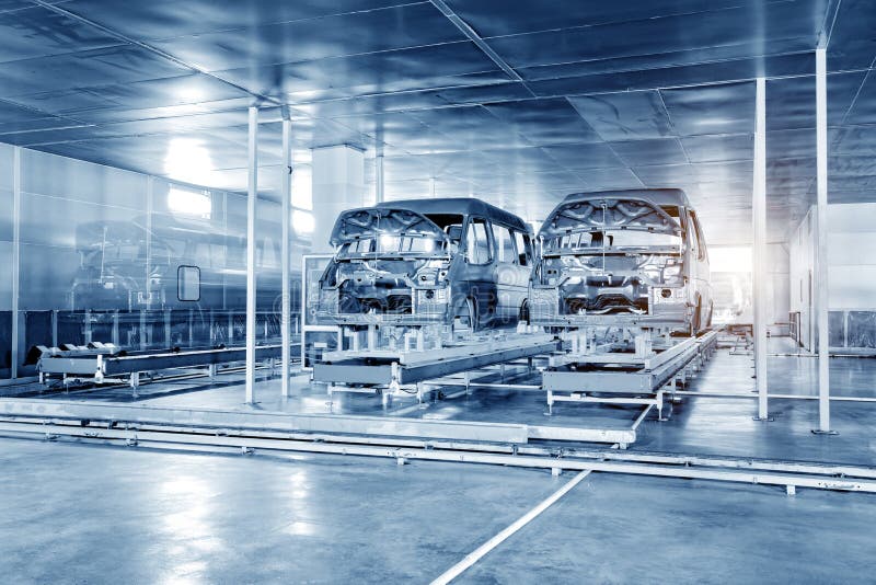 Automobile production line stock image. Image of machine - 163694845