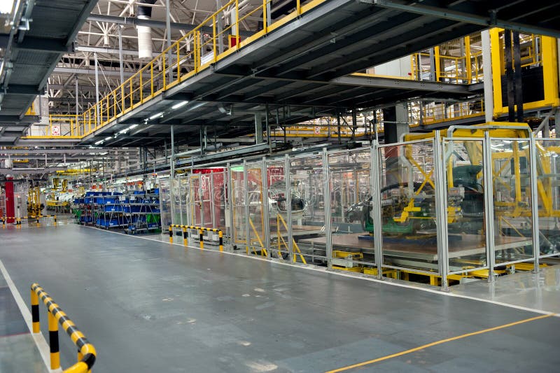 Automobile Production Workshop Corridor Stock Photo - Image of metal ...