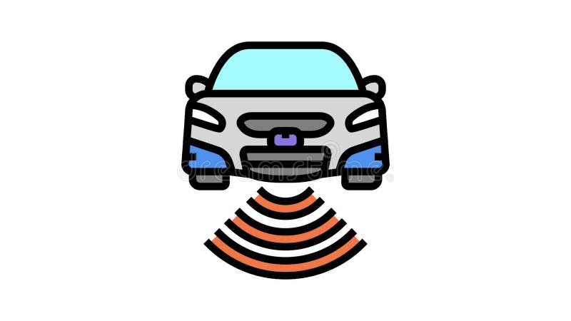 Automobile Sensor Color Icon Animation Stock Video - Video of system ...