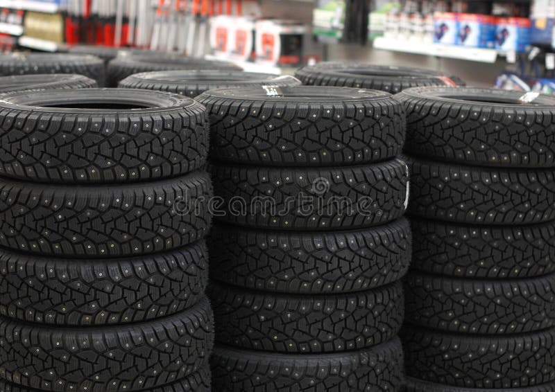 Automobile Tyres in a Supermarket Stock Image - Image of cars, auto ...