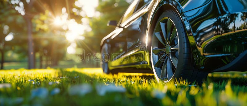 Automotive AI Work on Electric Car, Engineer in Action, Low Angle Grass ...