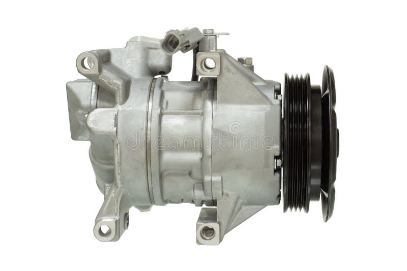 Automotive Air Conditioning Compressor on a White Stock Image - Image ...