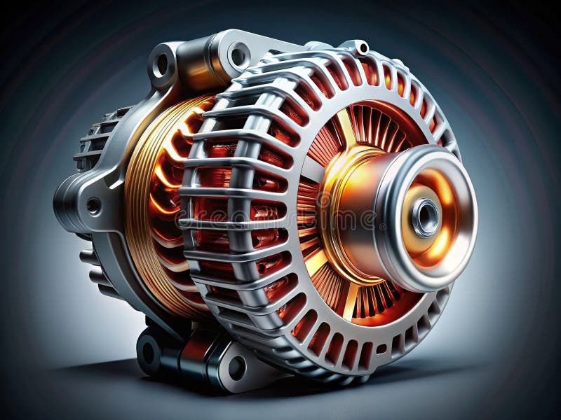 Automotive Alternator Side View Essential Component for Charging and ...