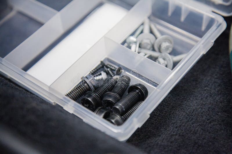 Automotive Bolts and Screws Organized in a Box Stock Image - Image of ...
