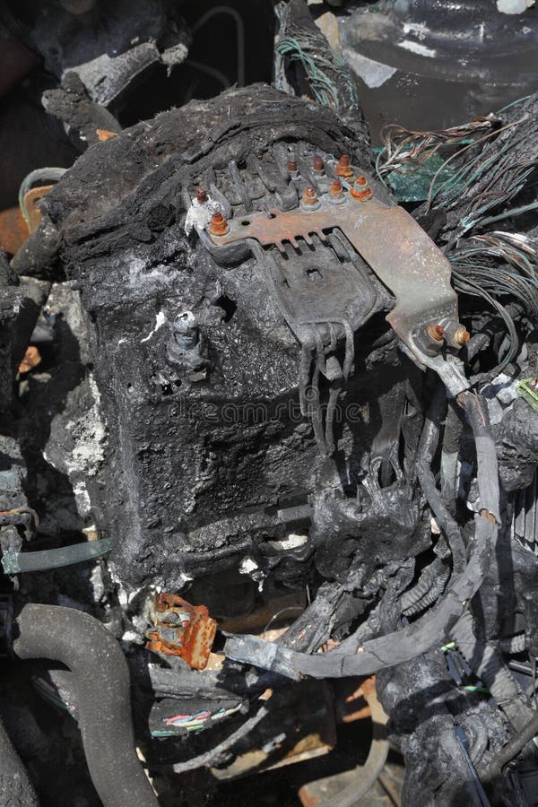 Automotive, Burned Car Battery Stock Image - Image of burnt, fire ...