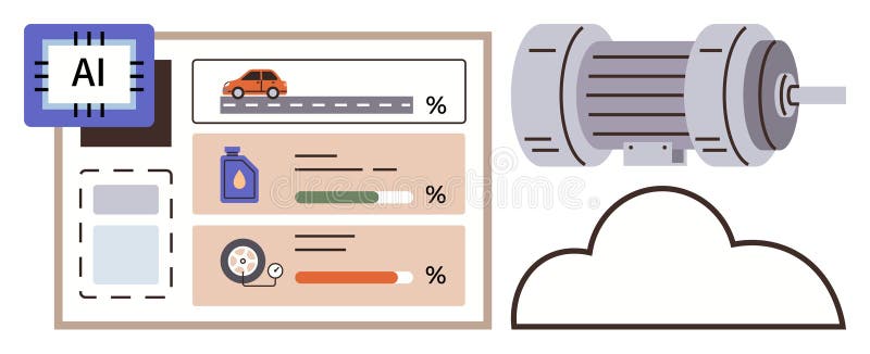 AI-Powered Dashboard Monitoring Vehicle, Engine Data, and Cloud Integration Stock Vector ...